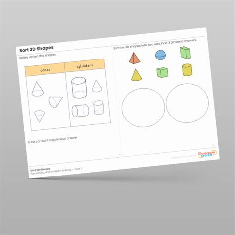 year 1 sort 3d shapes reasoning and problem solving 2 resource