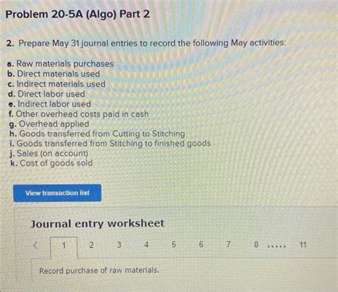 solved problem 20 5a algo production cost flow and