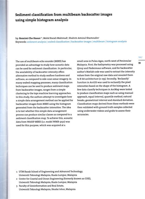Pdf Sediment Classification From Multibeam Backscatter Images Using Simple Histogram Analysis