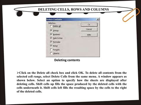 Deleting Cells Rows And Columns Rdsivakumar Ppt