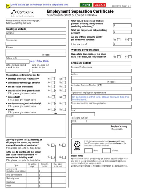 Employment Separation Certificate Download Free Pdf Employment