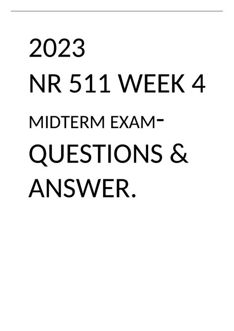 2023 Nr 511 Week 4 Midterm Exam Questions And Answer Nr 511 Stuvia Us