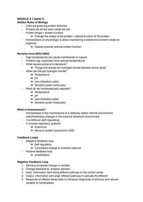 Module 4 Summary Module 4 Week 7 Golden Rules Of Biology Cells