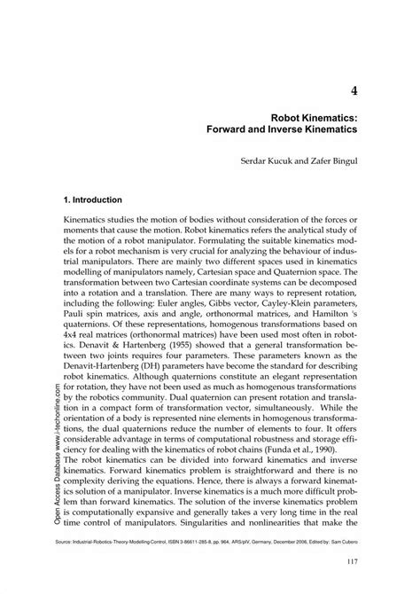 Pdf Intech Robot Kinematics Forward And Inverse Kinematics Dokumen Tips