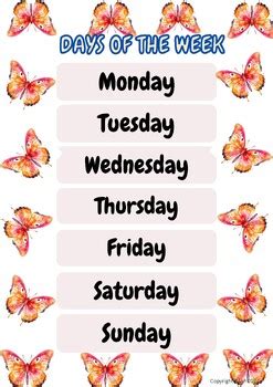 Days Of The Week Poster By Ash Creations TPT