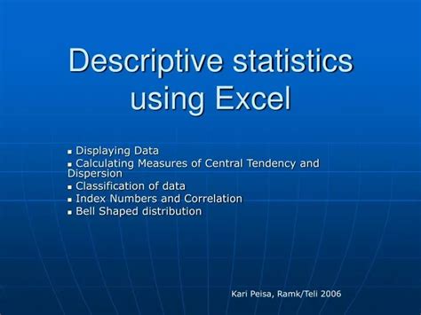 ppt descriptive statistics using excel powerpoint presentation free