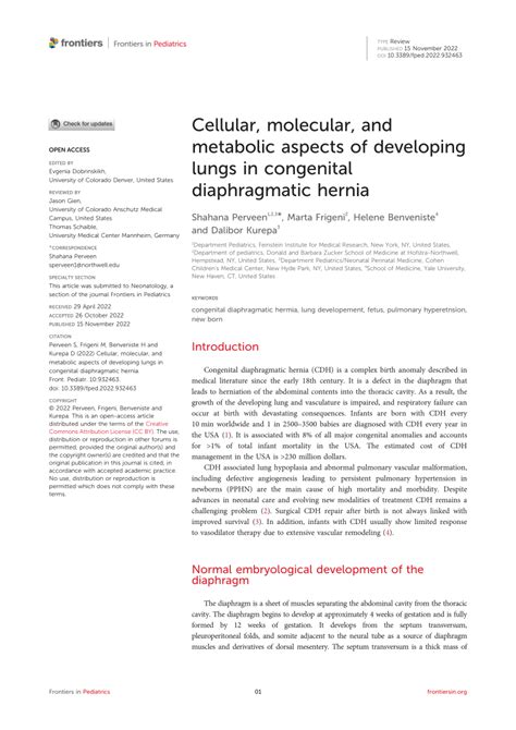 Pdf Cellular Molecular And Metabolic Aspects Of Developing Lungs In