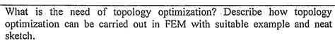 Solved What Is The Need Of Topology Optimization Describe Chegg Com