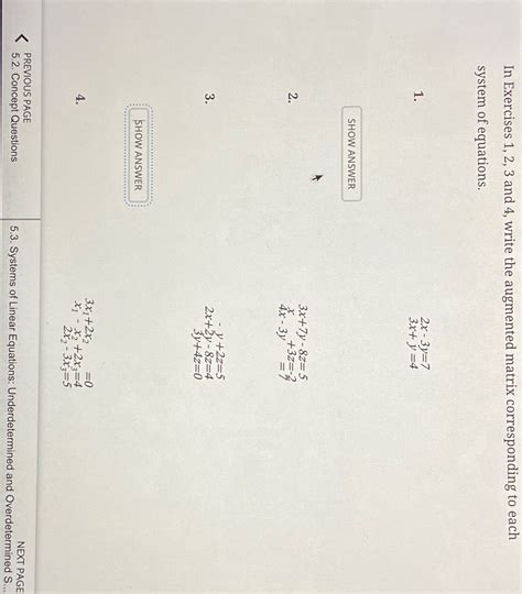 Solved In Exercises 1 2 3 ﻿and 4 ﻿write The Augmented
