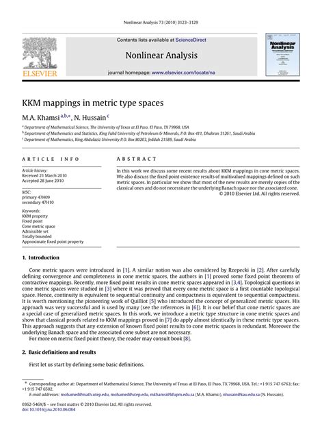 Pdf Kkm Mappings In Metric Type Spaces