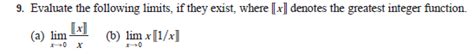 Calculus Find The Limit Of The Greatest Integer Function Such That