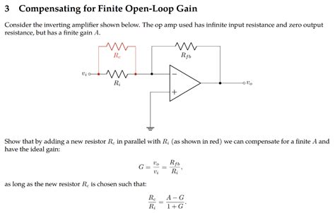 Solved 3 Compensating For Finite Open Loop Gain Consider The
