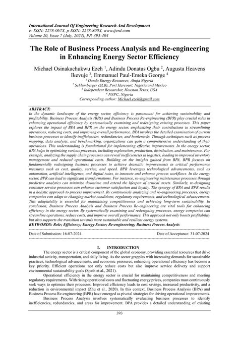 Pdf The Role Of Business Process Analysis And Re Engineering In