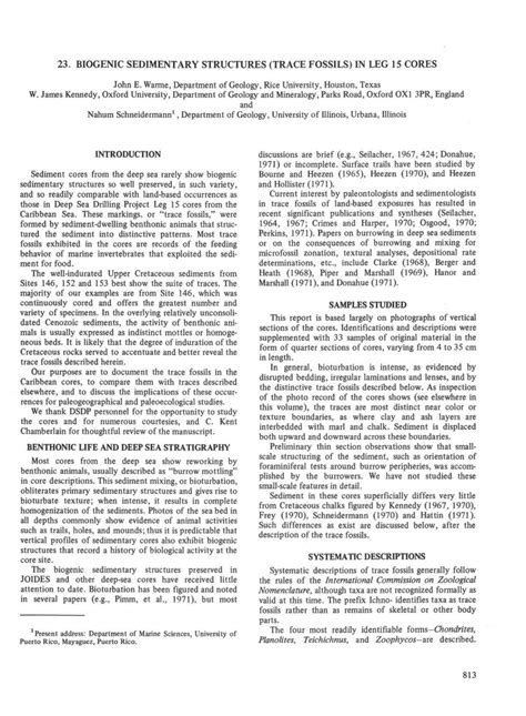 Pdf Biogenic Sedimentary Structures Trace Fossils In Leg 15 Cores