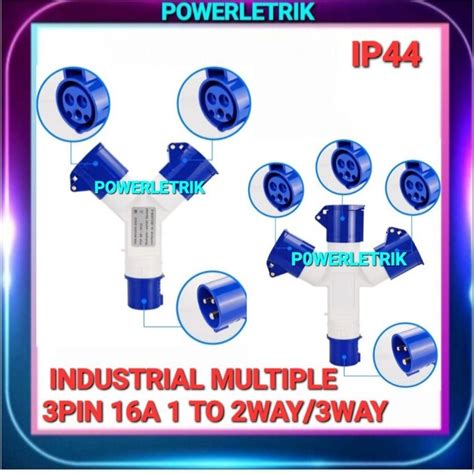 IP44 2WAY 3WAY 3PIN 16A INDUSTRIAL MULTIPLE PLUG SOCKET 3PIN 2WAY 3WAY 16A MALE FEMALE