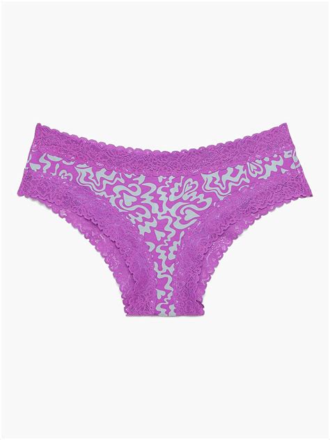 Cotton Essentials Lace Trim Cheeky Panty In Multi And Purple Savage X Fenty