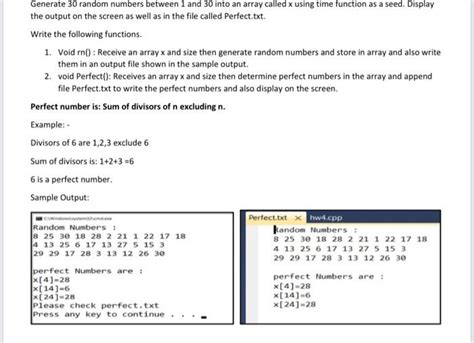 Solved Generate 30 Random Numbers Between 1 And 30 Into An