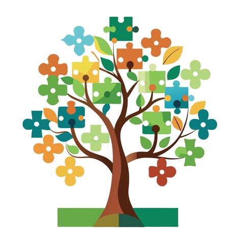 Growth Tree Puzzle Piece Leaves Representation 60316653 Vector Art At