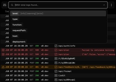 Enhanced Logs To Search Inspect And Share Runtime Logs Vercel