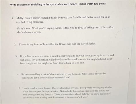 Write The Name Of The Fallacy In The Space Below Each