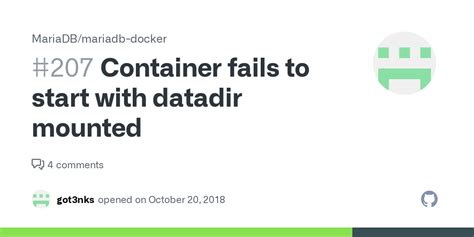 Container Fails To Start With Datadir Mounted · Issue 207 · Mariadbmariadb Docker · Github
