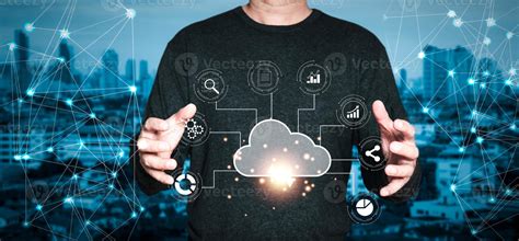 Man Holding Cloud Computing Diagram Show On Hand Data Storage Cloud Technology Secure Backup
