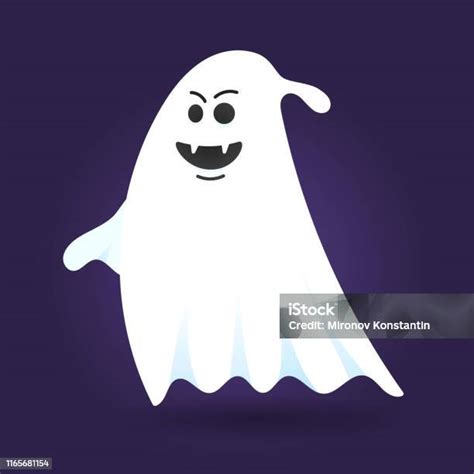 어두운 배경에 고립 된 귀여운 유령 캐릭터 평면 스타일 디자인 벡터 일러스트 지상 비행 할로윈 부 으스스한 기호 10월에 대한 스톡 벡터 아트 및 기타 이미지 Istock