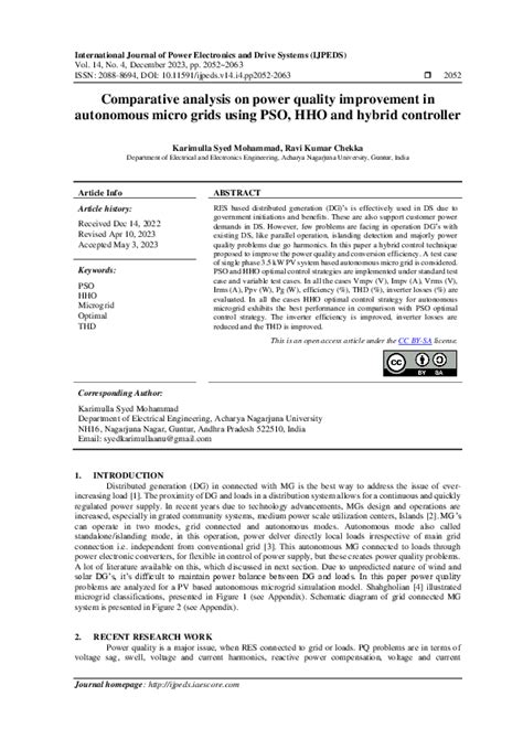 Pdf Comparative Analysis On Power Quality Improvement In Autonomous Micro Grids Using Pso Hho