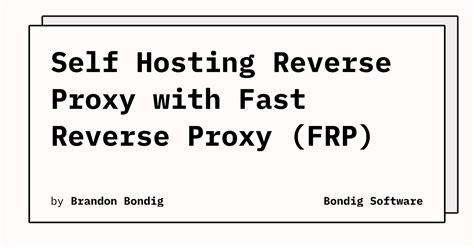 Self Hosting Reverse Proxy With Fast Reverse Proxy Frp Bondig Software