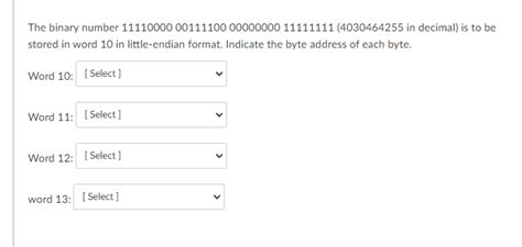 Solved The Binary Number 11110000 00111100 00000000 11111111