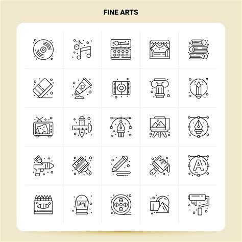 Outline 25 Fine Arts Icon Set Vector Line Style Design Black Icons Set Linear Pictogram Pack Web