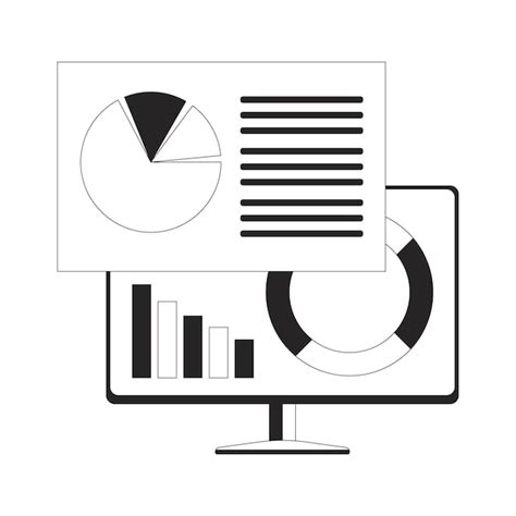 Premium Vector Computer Analyzing Data Black And White 2d Line Object