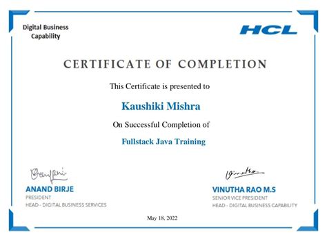 Kaushiki Mishra On Linkedin Hcltech Fullstackjava