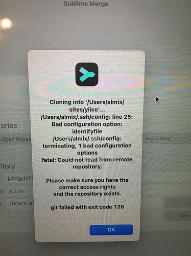 Sublime Merge Problem “bad Configuration Option Identifyfile