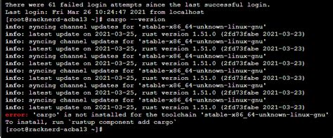 Error Cargo Is Not Installed For The Toolchain Stable X86 64