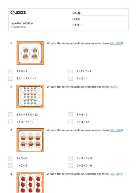 50 Repeated Addition Worksheets For 2nd Grade On Quizizz Free Worksheets Library