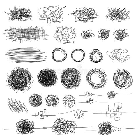 Vector Set Of Random Chaotic Lines Stock Vector Illustration Of Sphere Scribble 224804086