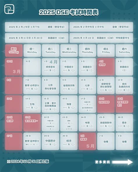 2025 Dse 考試時間表及考試時間｜電子版訂閱日曆｜評核大綱改動事項｜2024 年 10 月 31 日修訂版 迴享 Recurso