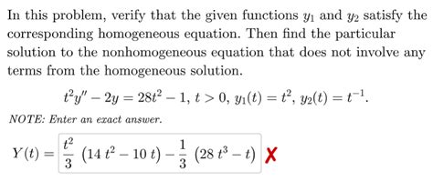 Solved In This Problem Verify That The Given Functions Y1