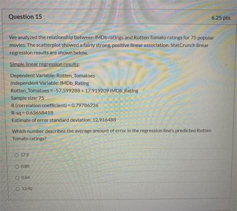 Solved Question 15 625 Pts We Analyzed The Relationship
