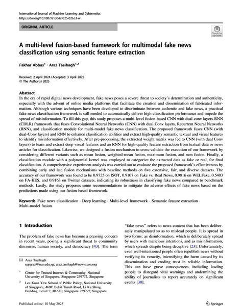 Fakenewsdetection Ai Deeplearning Misinformation Machinelearning Fakhar Abbas 1st 15