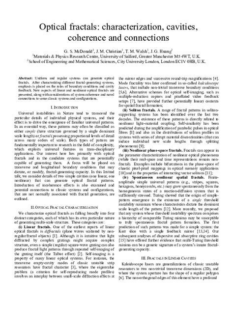 Pdf Optical Fractals Characterization Cavities Coherence And Connections