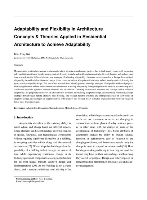 Pdf Adaptability And Flexibility In Architecture Concepts And Theories Applied In Residential