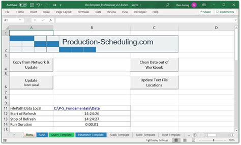 Fast Excel Development Template Fundamentals Course Production Scheduling