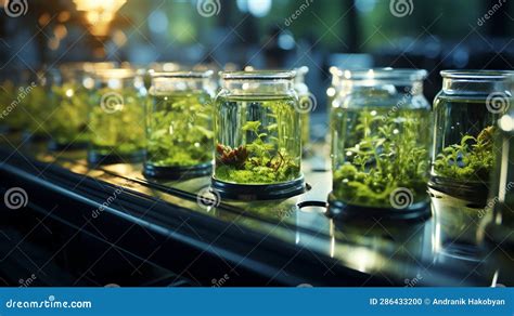Algae Microalgae Research In Laboratories Biotechnology Science Stock Illustration