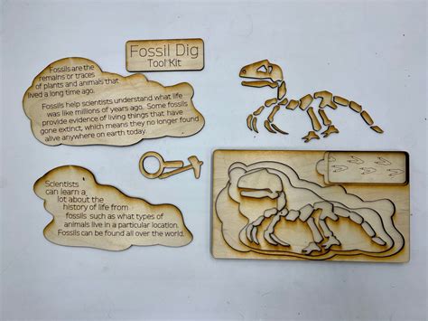 Dinosaur Dig Fossil Layered Puzzle Svg For Glowforge And Laser Etsy
