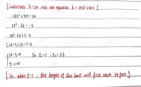 Solved The Equation H 16t 2 40t Models The Height Of A Soccer Ball T Seconds After It Is