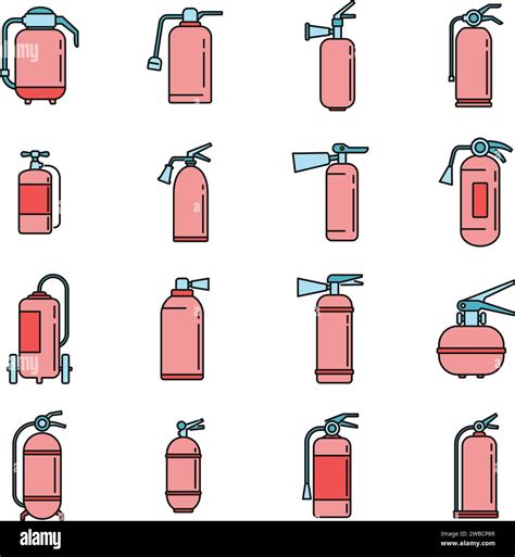 Alarm Fire Extinguisher Icons Set Outline Set Of Alarm Fire Extinguisher Vector Icons Thin Line