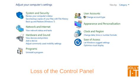 Loss Of The Control Panel Jolly IT Helps You Find IT
