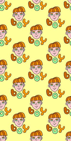 만화 얼굴 벡터 소년과 문자와 원활한 패턴 손으로 그린 낙서 아이들의 머리 유치한 텍스처 배경 4 5세에 대한 스톡 벡터 아트 및 기타 이미지 Istock